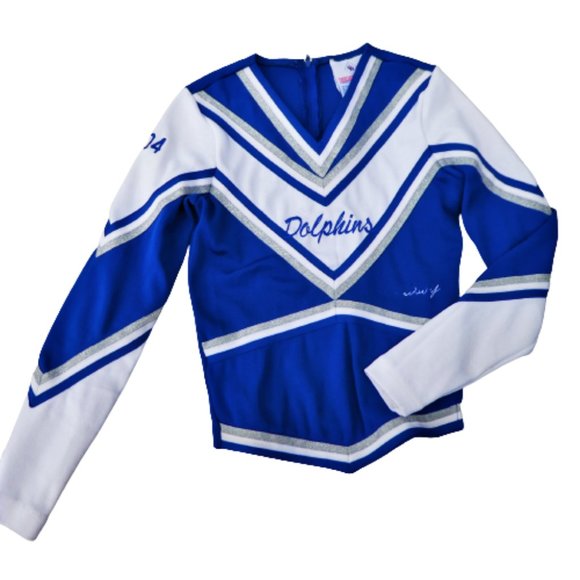 Vintage | Tops | Vintage 8s Cheerleader Dolphins Uniform White Blue ...